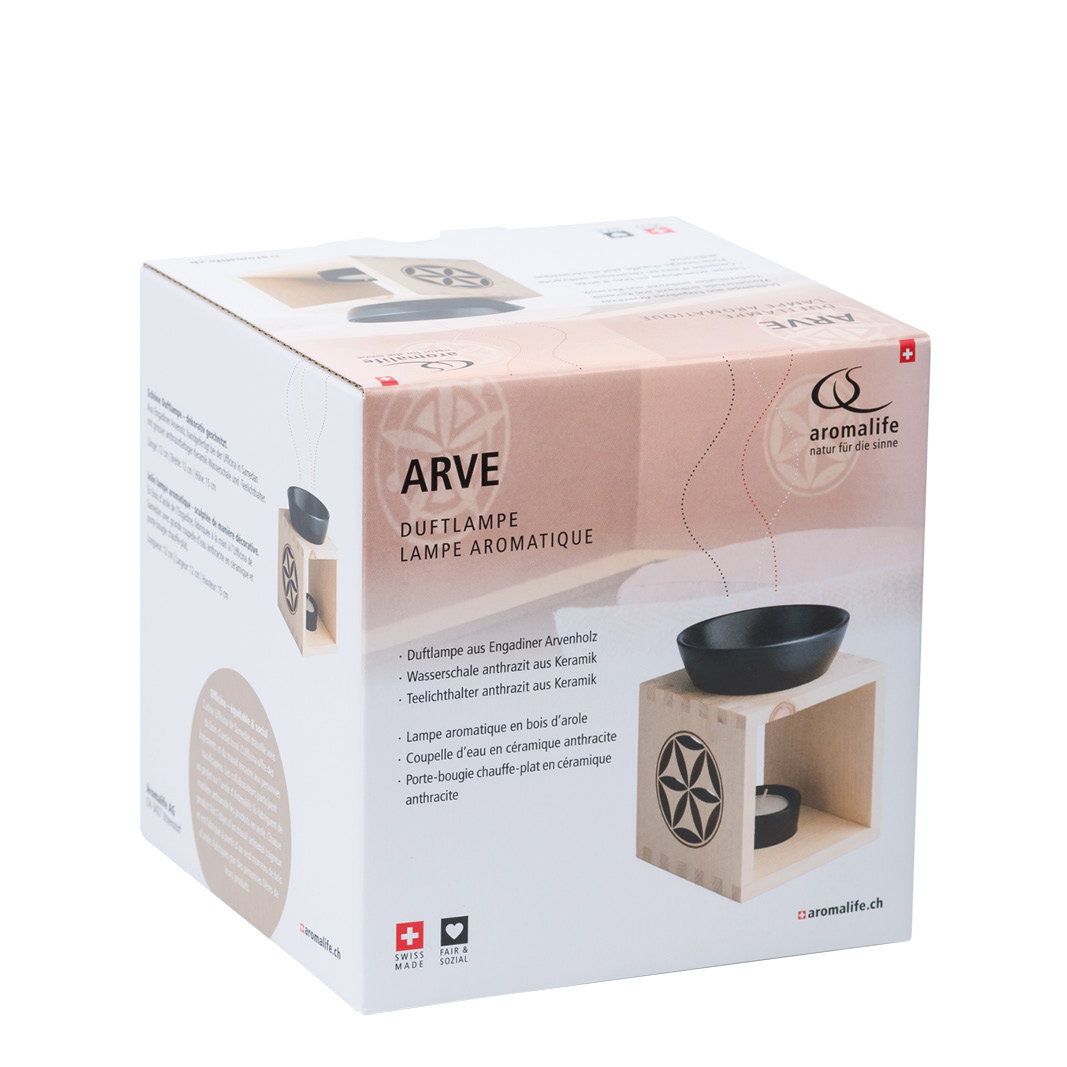 Aromalife Quadratische Duftlampe aus hellem Arvenholz – Aromalife